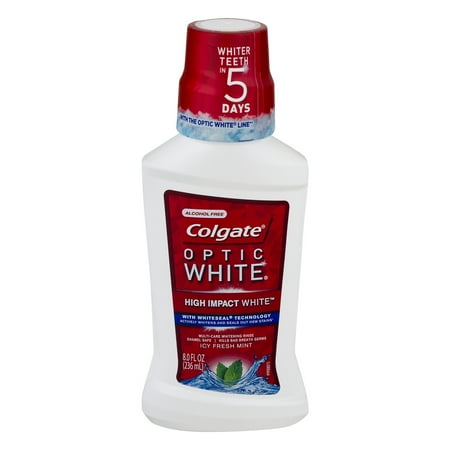 Colgate Optic White Whitening Mouthwash, Fresh Mint - 236mL, 8 fl oz ...