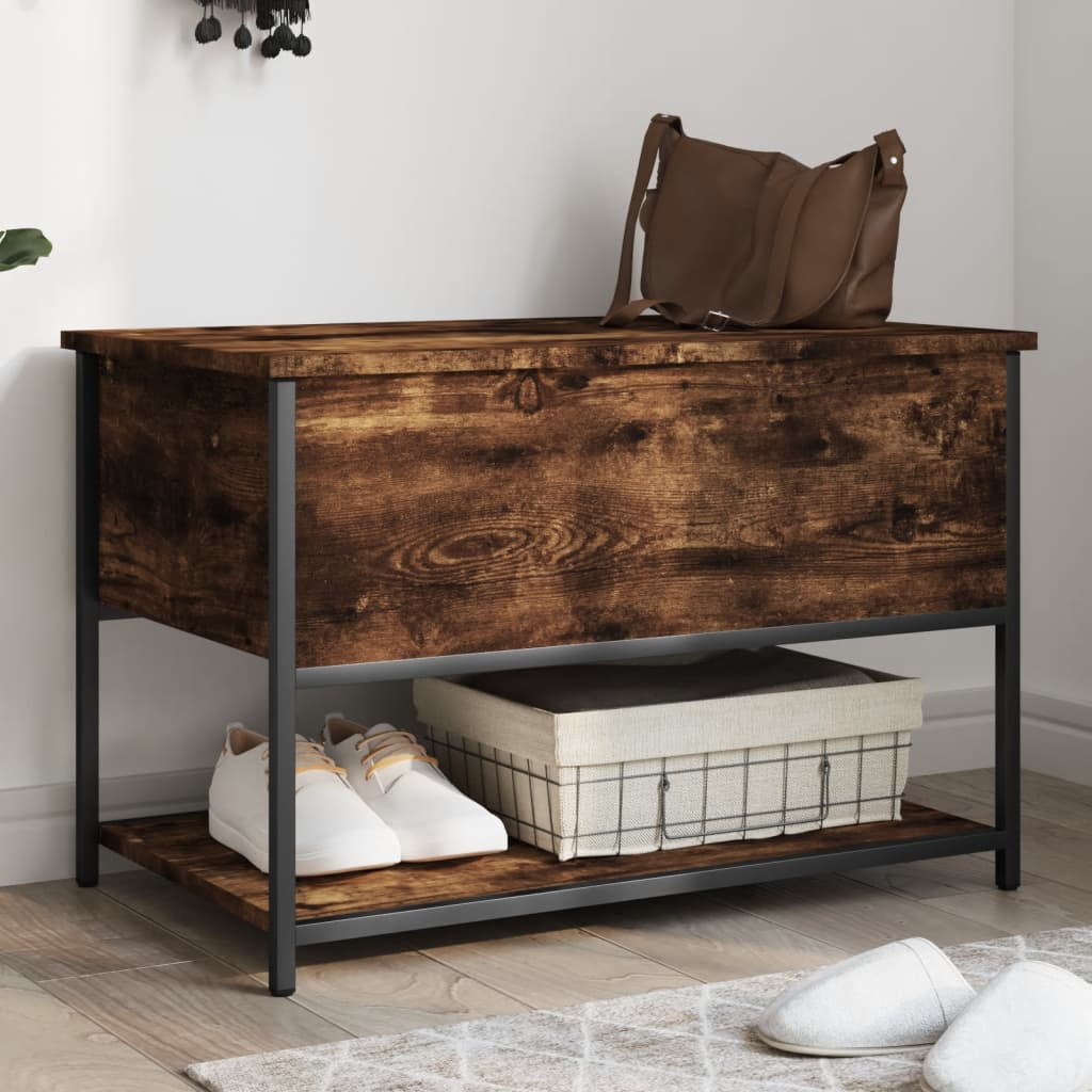 Click here for Vidaxl Storage Bench Smoked Oak 70x42.5x47 Cm Engi... prices