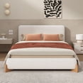 Boucle Queen Size Bed Frame, Upholstered Platform Bed Frame with ...