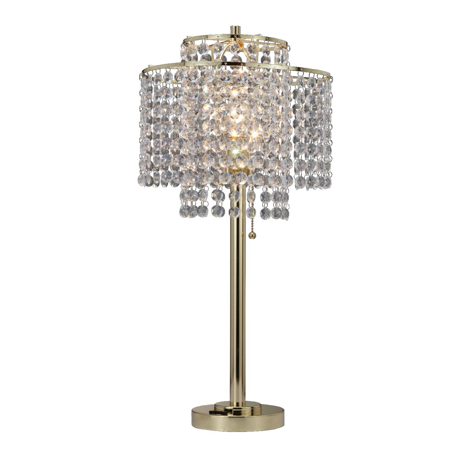 26" in 2 TIER HOLLY GLAM GOLD TABLE LAMP W/ CHARGING STAITON AND USB ...