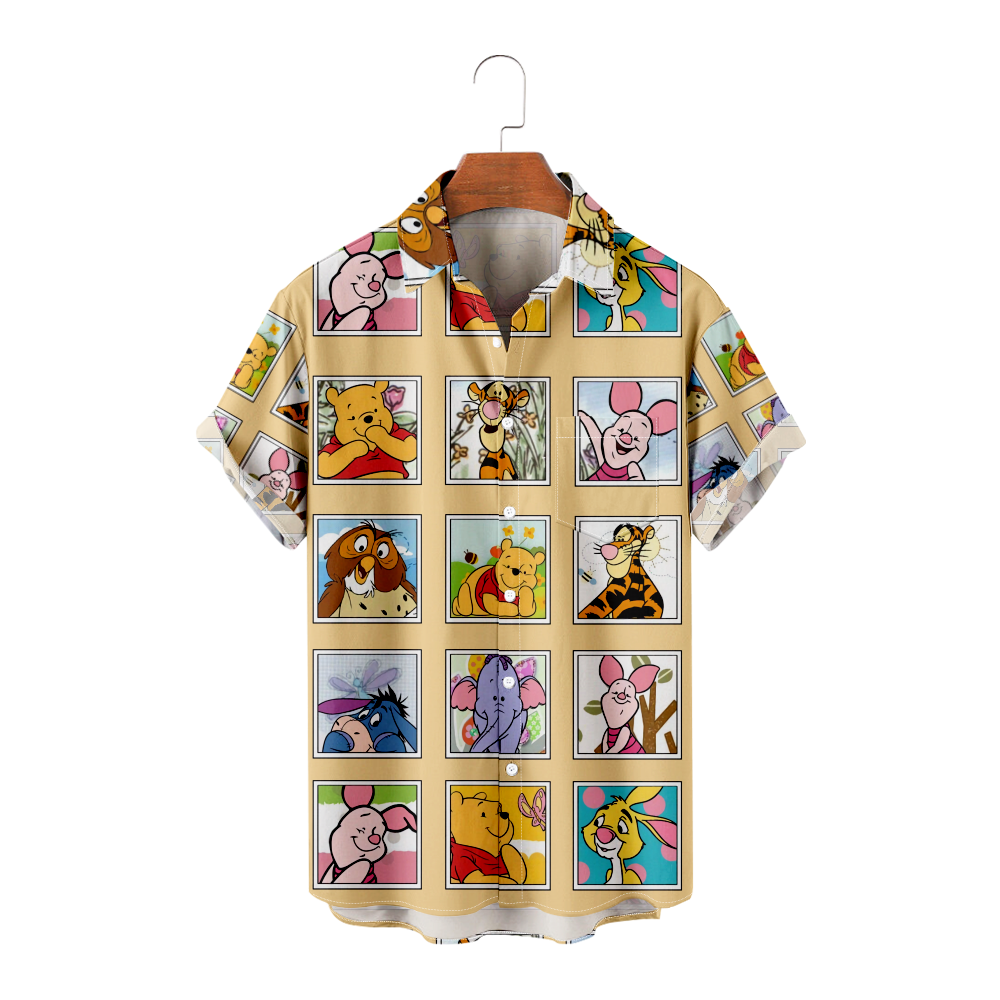 Winnie the Pooh Summer Shirt Charming Art Painted Cartoon Top for Men ...