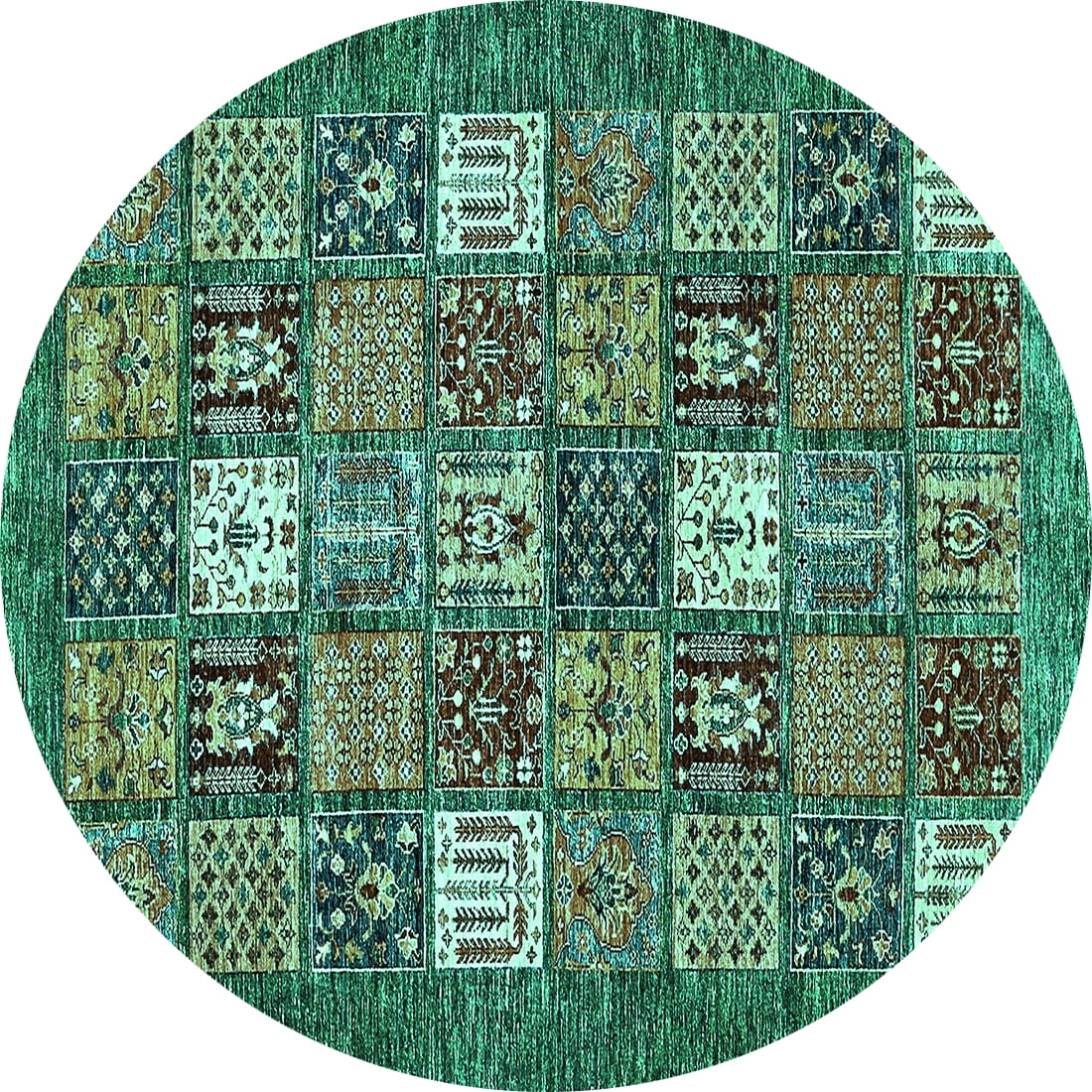 Ahgly Company Indoor Round Abstract Turquoise Blue Modern Area Rugs, 6 ...