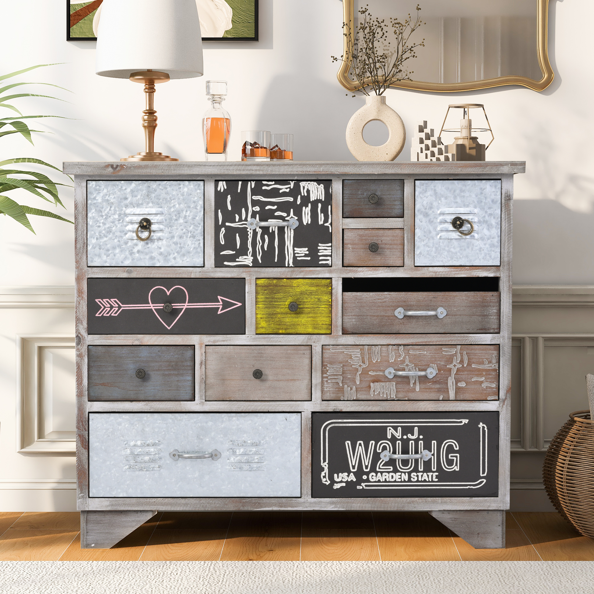 Accent Storage Cabinet, Storage Cabinet with 13 Drawers, Modern ...