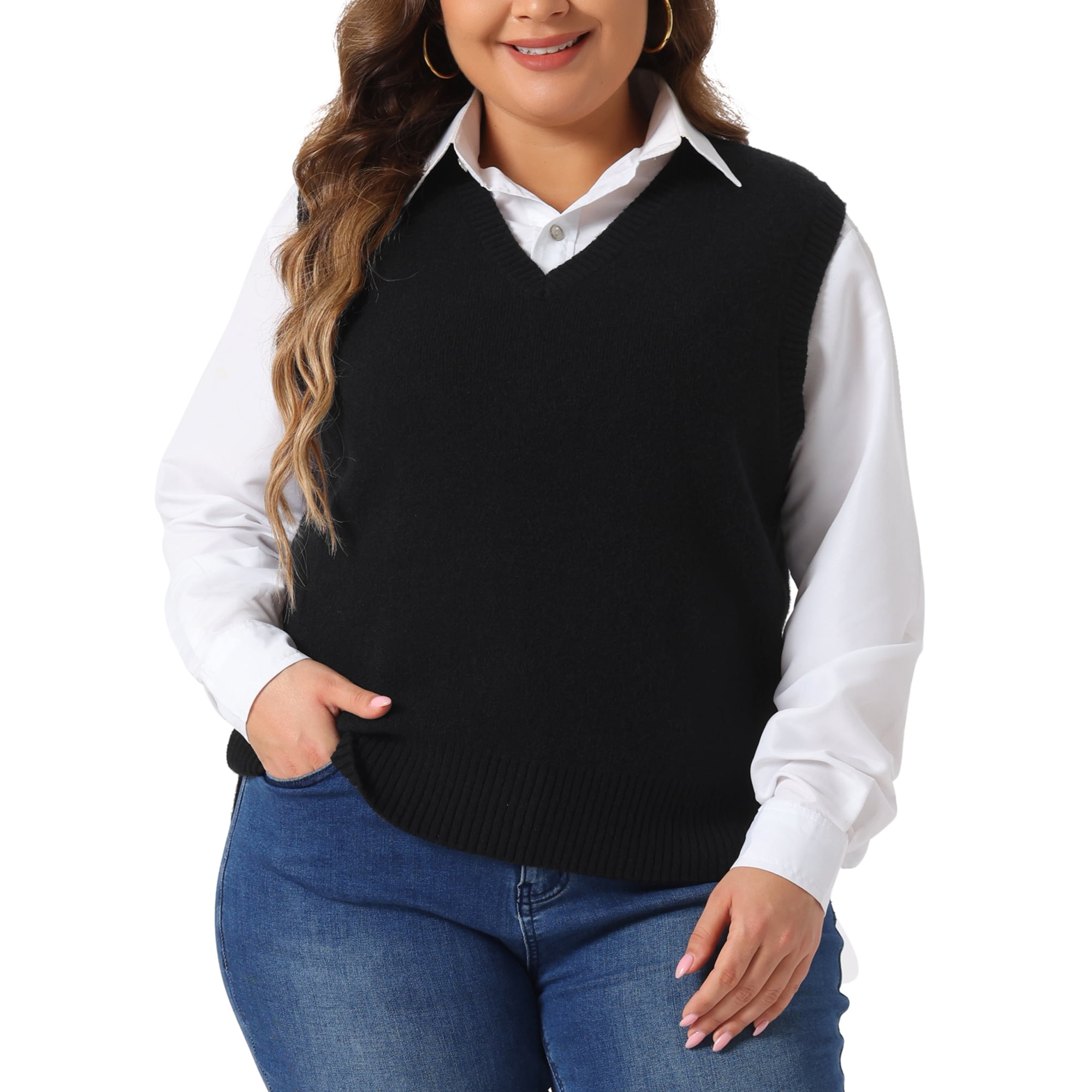 Click here for Agnes Orinda Plus Size Sweater Vest For Women V Ne... prices