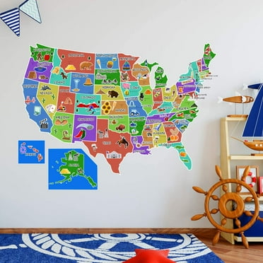 Custom Wall Decal Sticker : United States Of America World Map ...