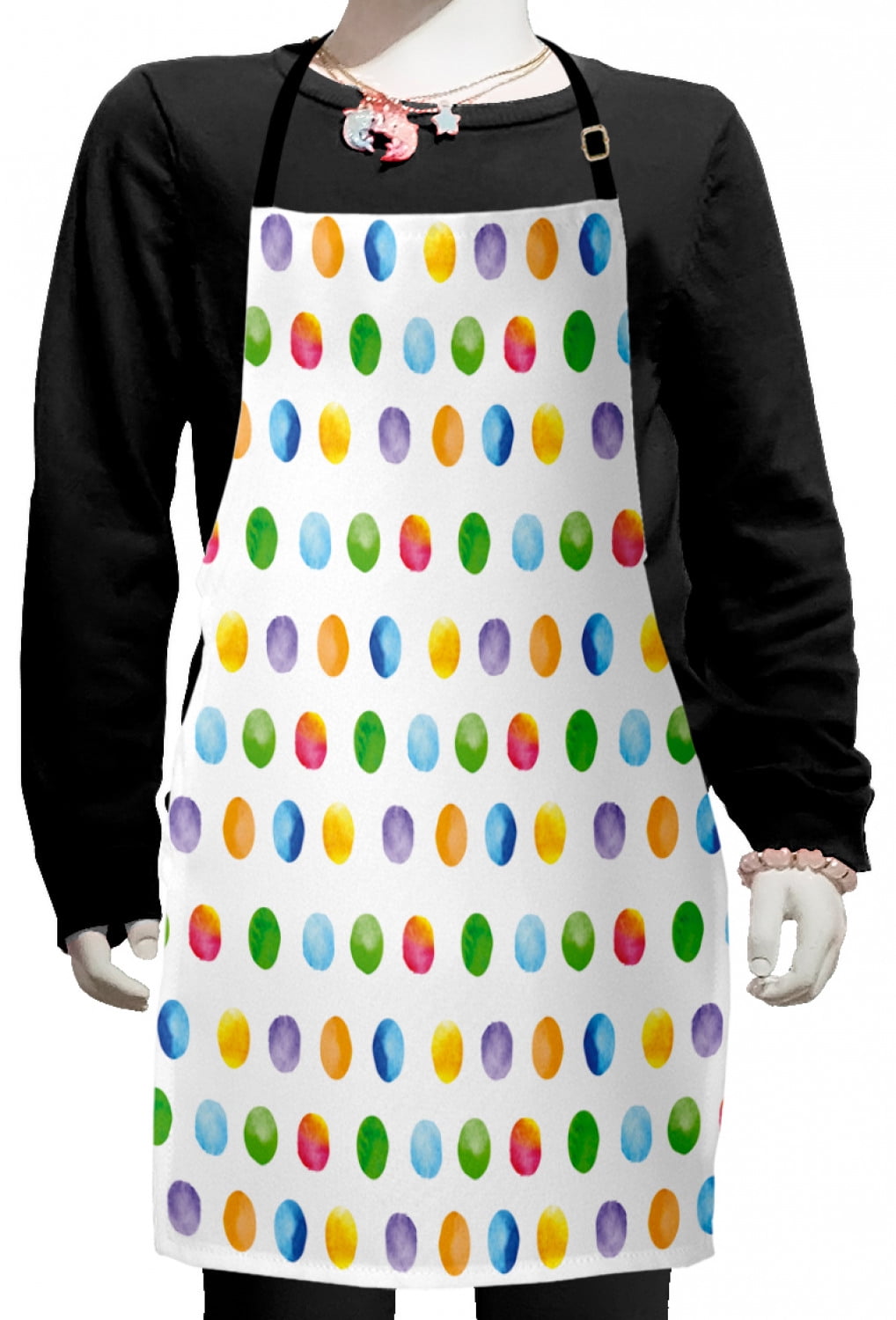Watercolor Kids Apron, Abstract Brush Stroke Polka Dots Grunge ...