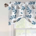 Blue Gray Tie Up Valances Curtain, Eucalyptus Leaves White Background ...