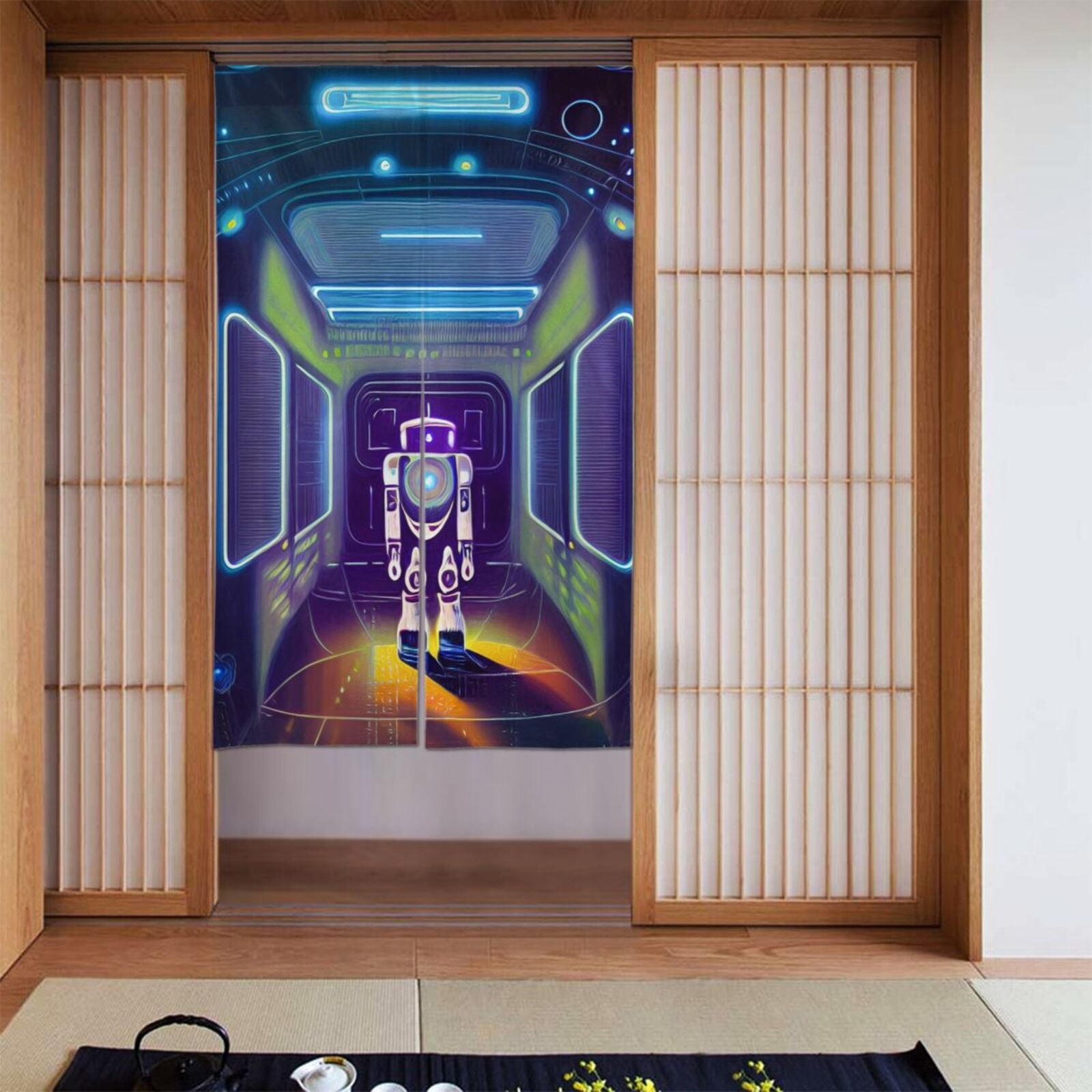 Doorway Drape Split Curtains, Future Space Ship Alien Room Divider ...