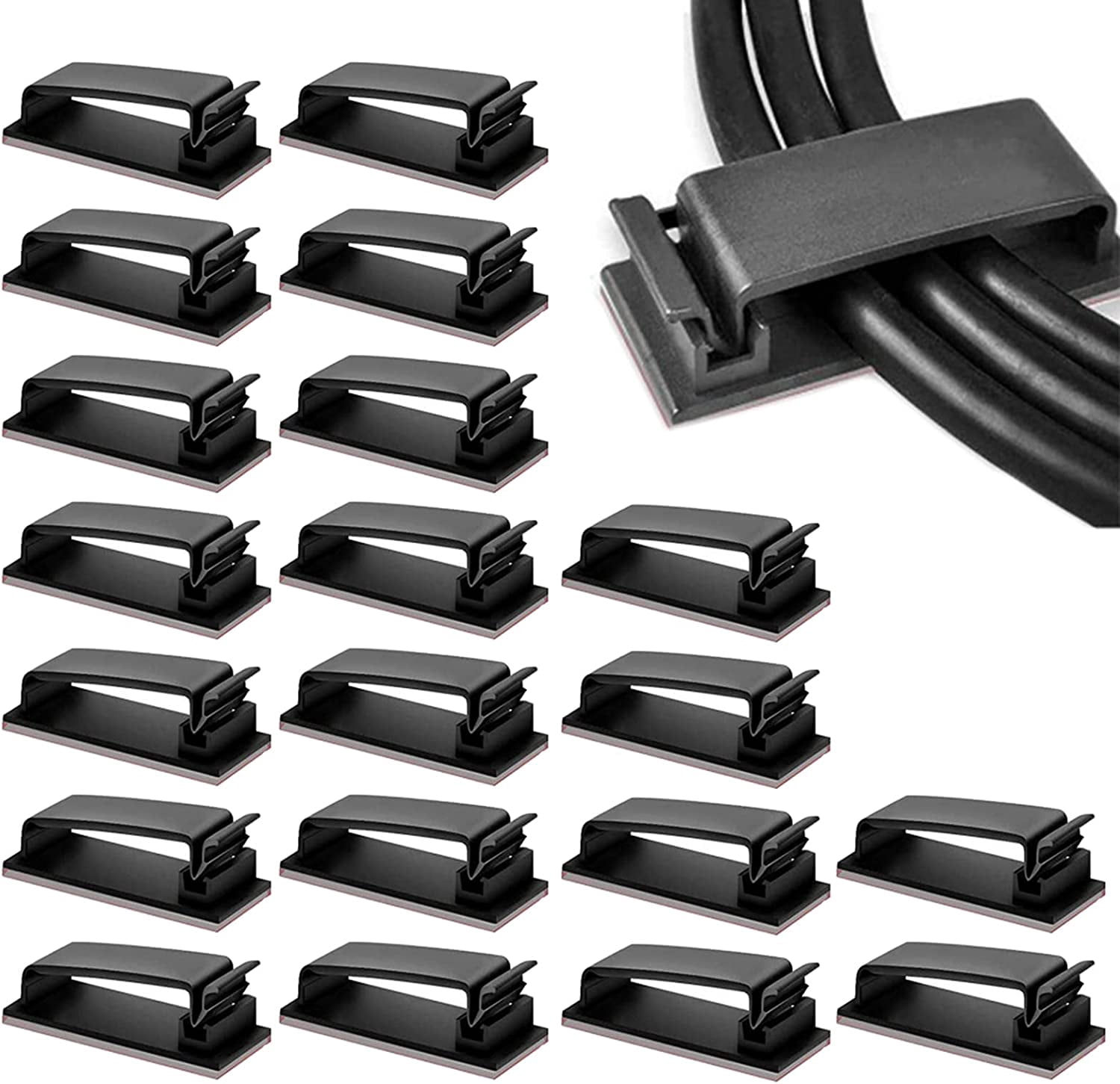 20 Pcs Cable Clips Adhesive Cable Management Wire Clip Self Adhesive ...