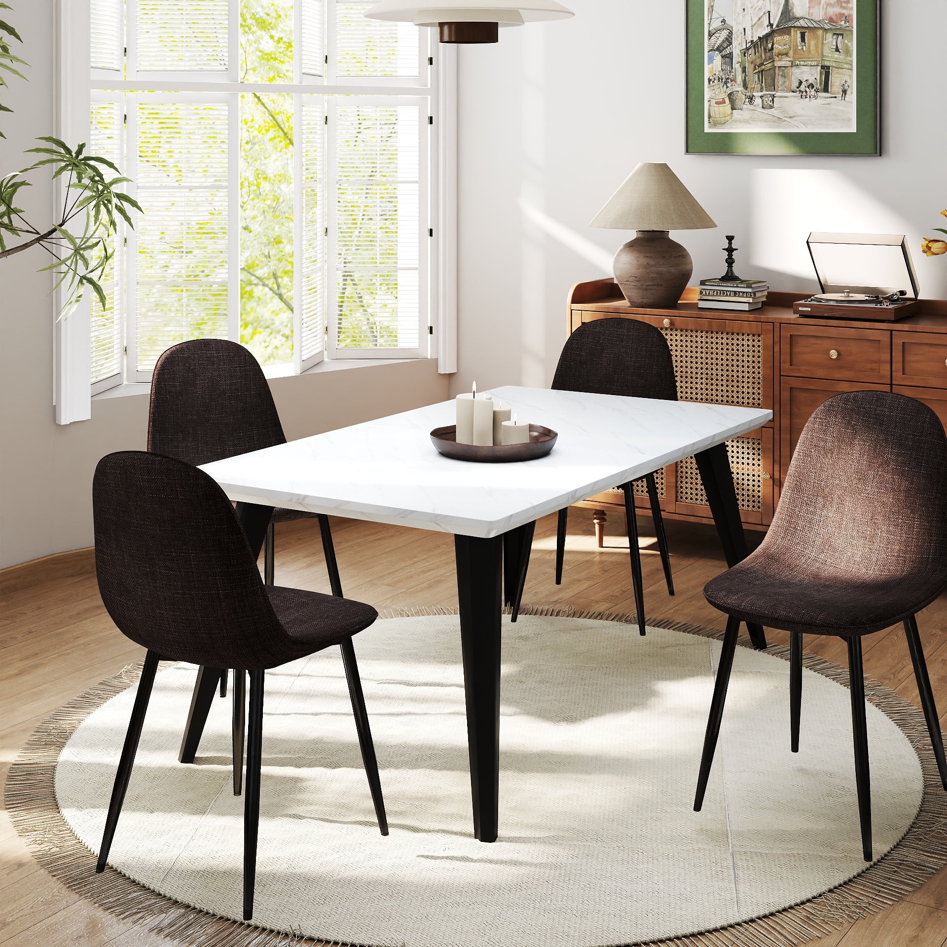 Click here for Homy Casa 63 Inch Dining Set For 4  Large Table Wi... prices