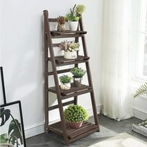 3-Tier Folding Wooden Ladder Shelving Flower and Plant Display Stand ...