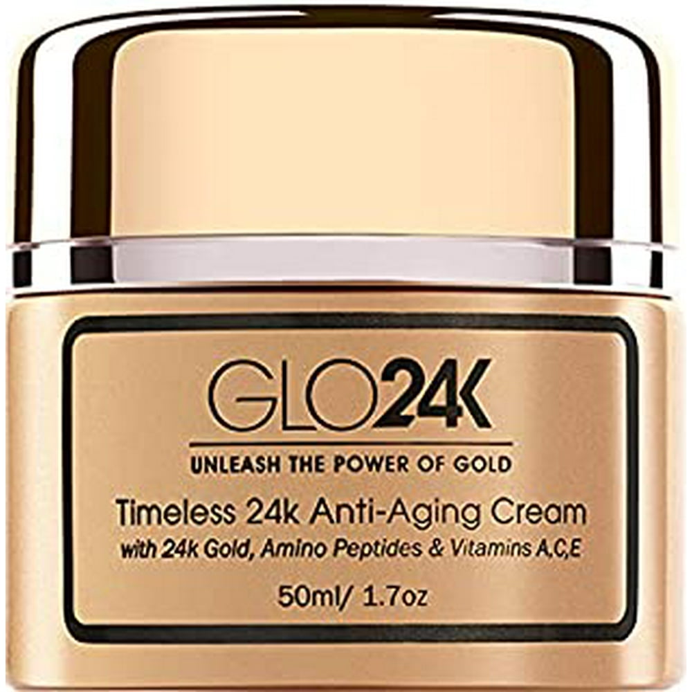 GLO24K 24k Gold Anti-Aging Cream with Vitamins, Hyaluronic Acid ...