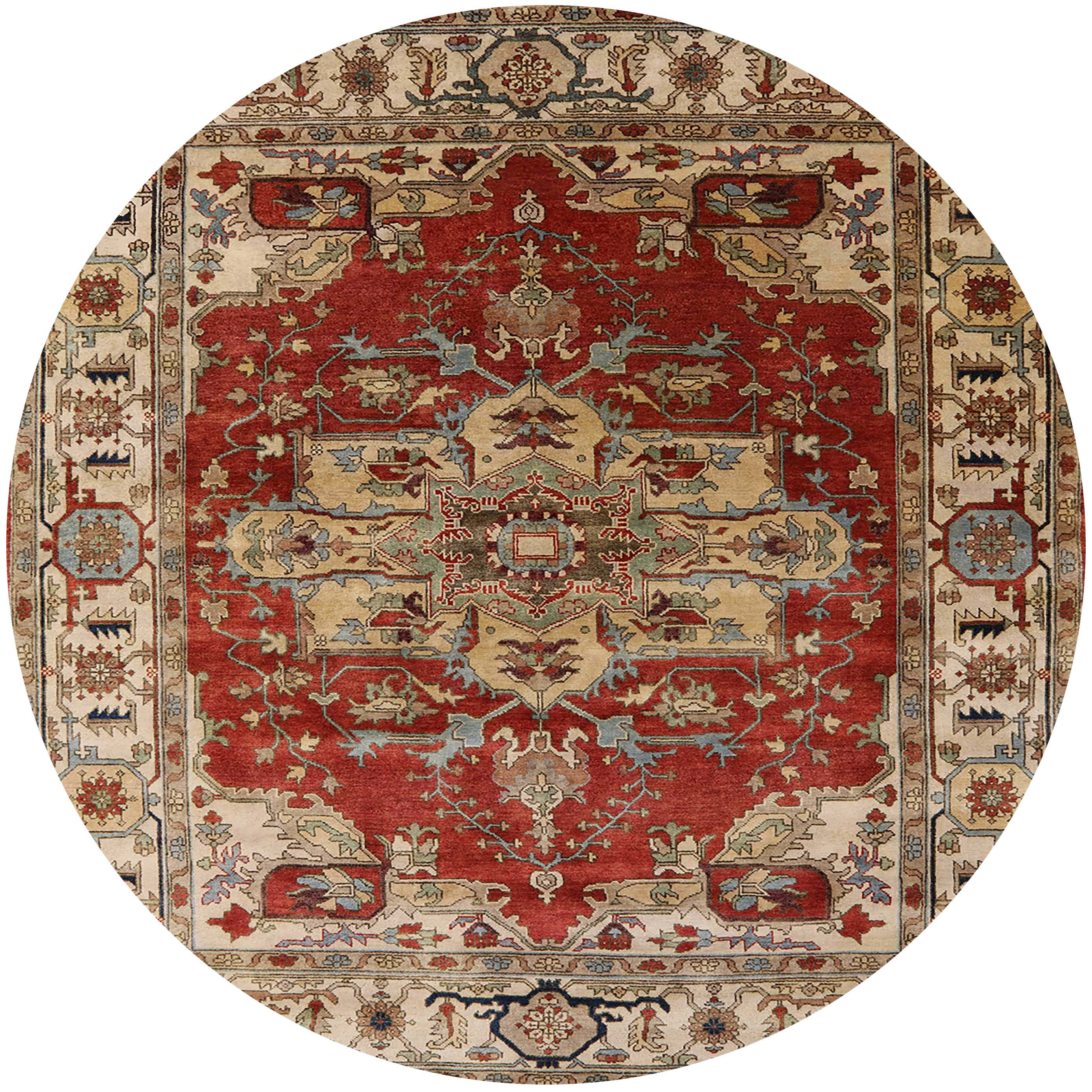 Ahgly Company Indoor Round Mid-Century Modern Red Persian Area Rugs, 7 ...