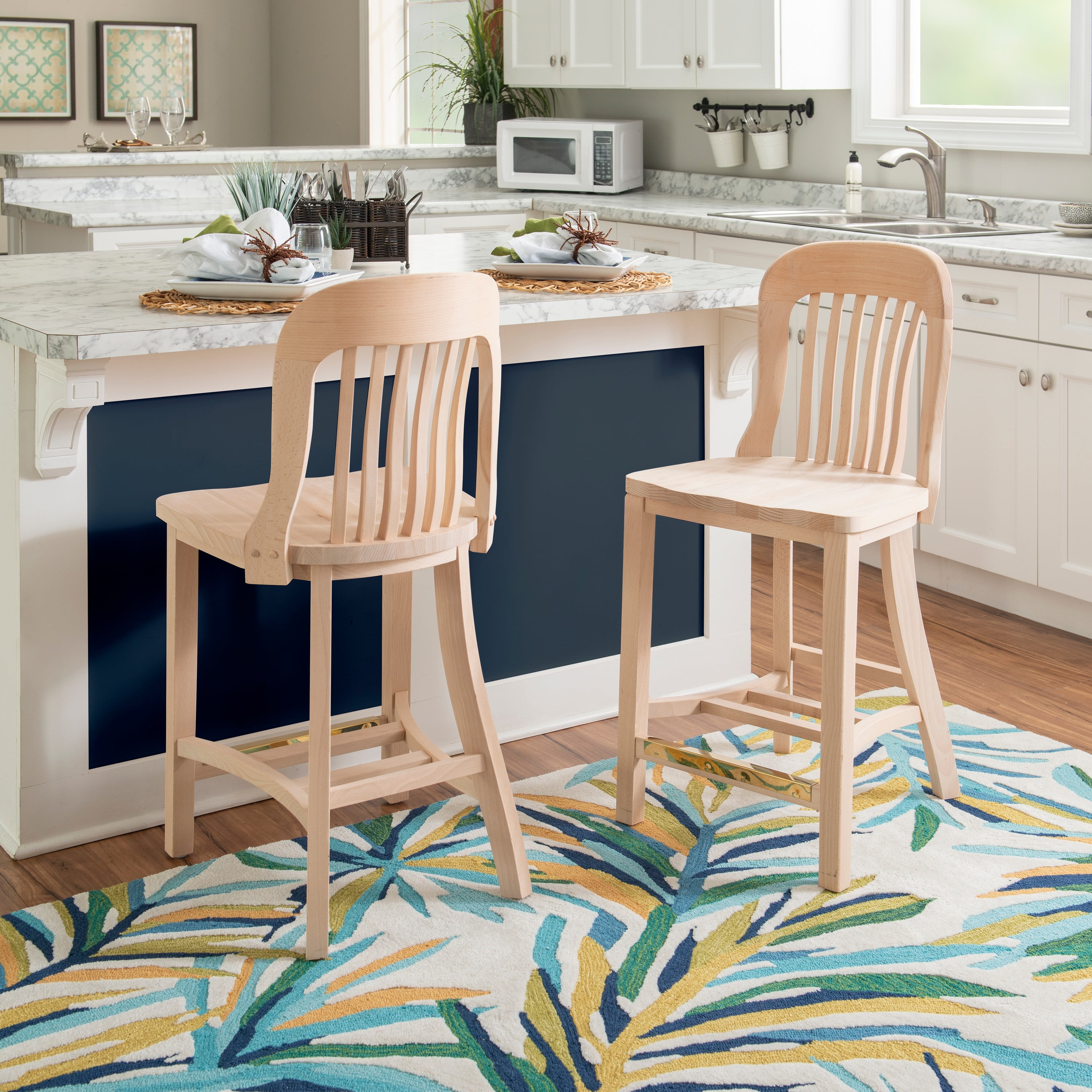 Linon Conway 24" Counter Stools, Unfinished Wood, Set of 2 - Walmart.com