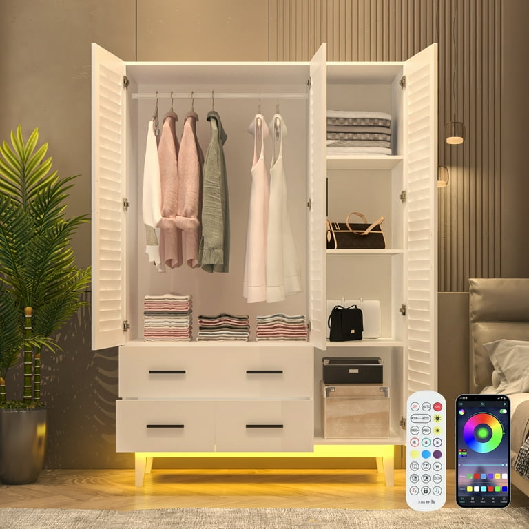White wardrobe with lights store