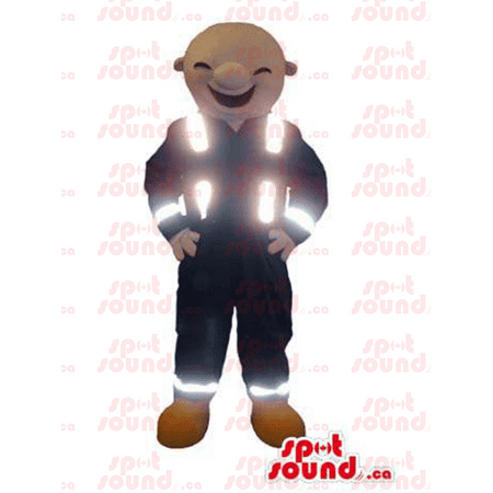 Human Character SPOTSOUND Mascot Dressed In Reflecting Vest And Gear ...