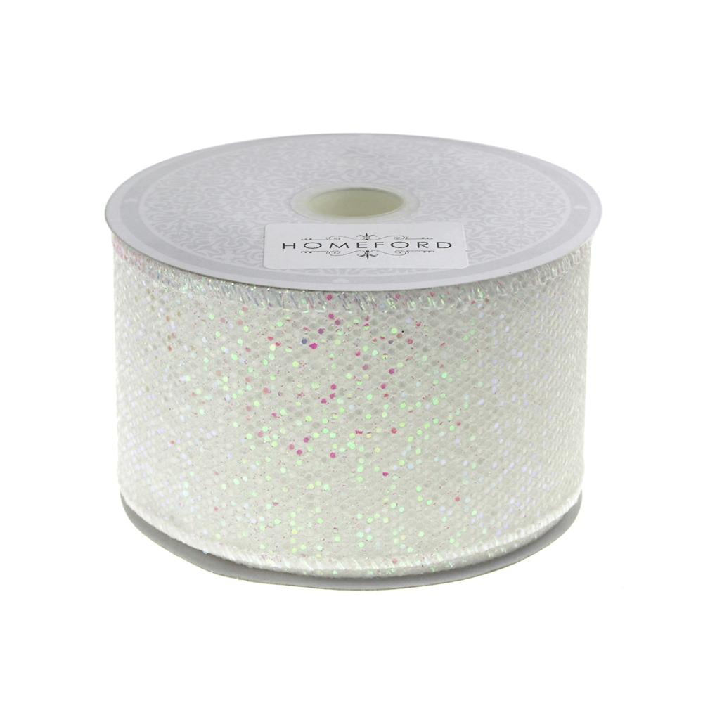 Metallic Disco Bling Christmas Ribbon, 2-Inch, 10 Yards. White ...