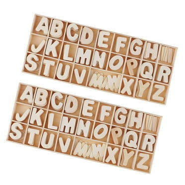 156Pcs Small Wooden Craft alphabet and letters Wood Cutouts with ...