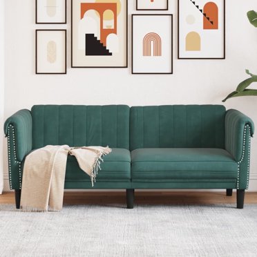 CosmoLiving by Cosmopolitan Highland Velvet Sofa with Pillows, Green ...