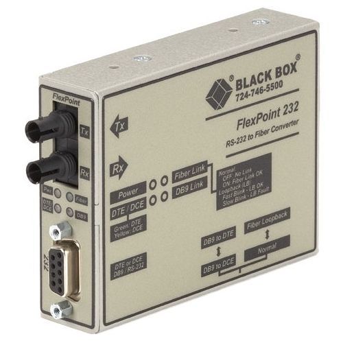 Black Box FlexPoint Modular Media Converter, RS-232 to Fiber, Single ...