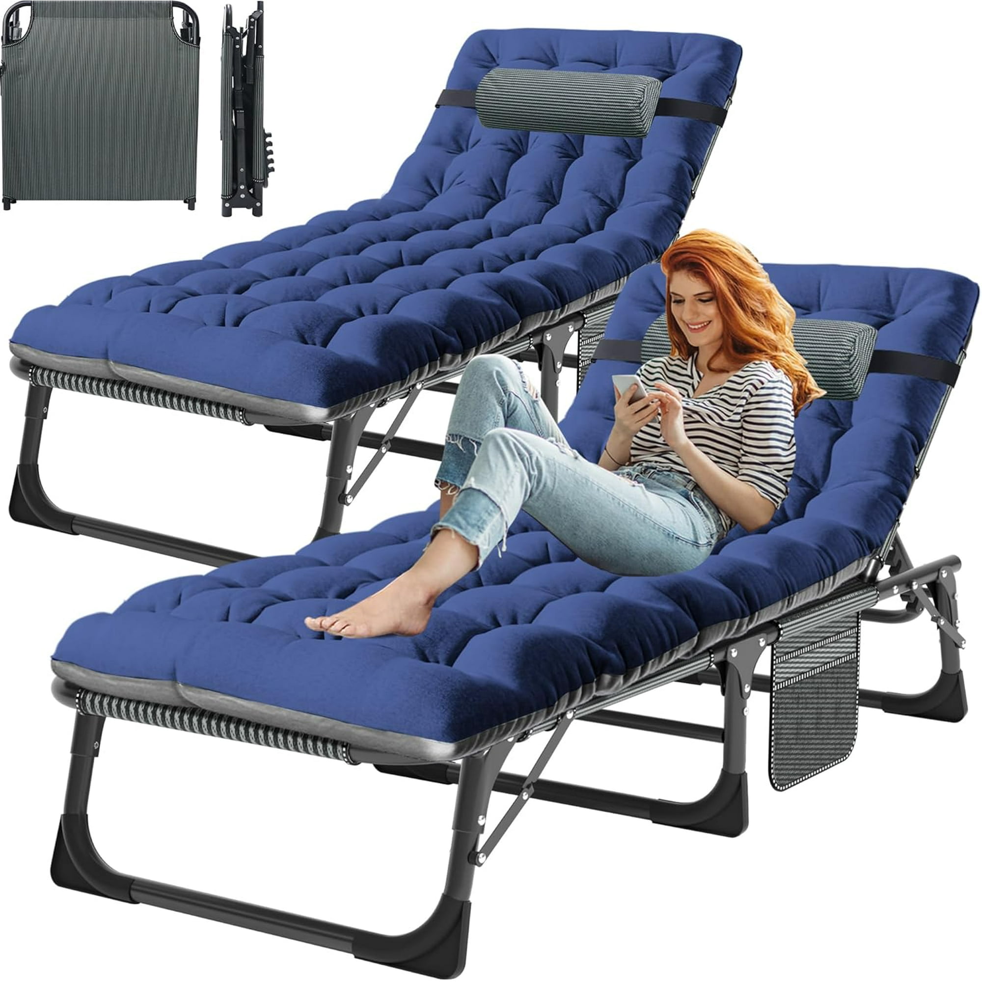 Click here for Aboron 2 Pack Folding Patio Chaise Lounge Chair -... prices