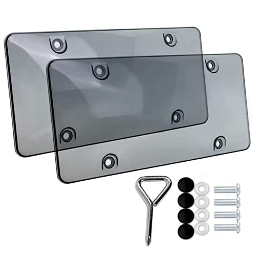 2x UNBREAKABLE Tinted Smoked License Plate Tag Shield Cover for Frame ...