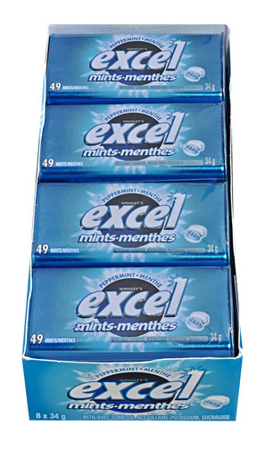 Excel Mints Peppermint, 34gm Tin, 8 Count (Imported from Canada ...
