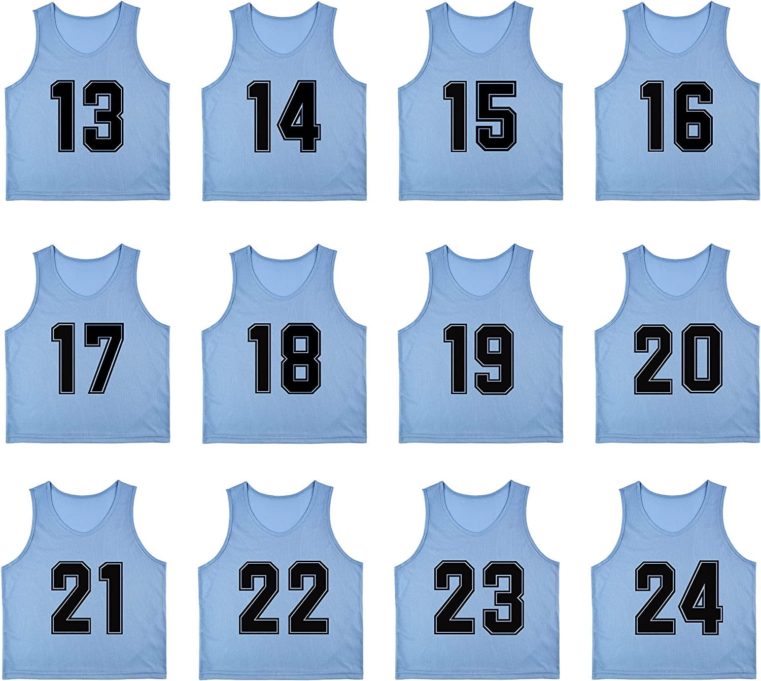 YOUI-GIFTS Set of 12 Numbered (13-24) Soccer Vests/Sport Pinnies ...