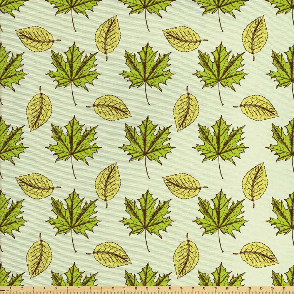 Leaves Fabric by The Yard, Digitally Generated Print of Autumn Elements ...