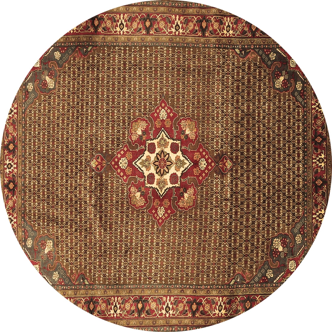 Ahgly Company Indoor Round Persian Brown Traditional Area Rugs, 8 ...