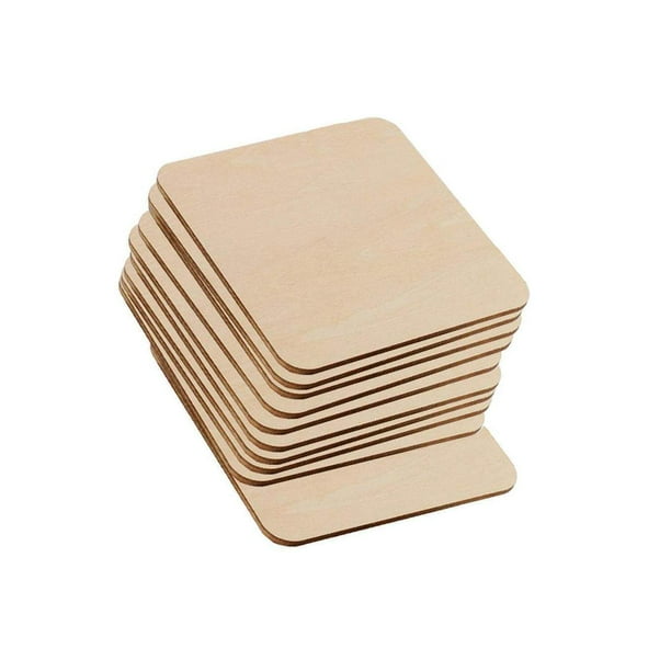 10 Pcs Blank Wood Natural Slices Wooden Squares Centerpieces DIY ...
