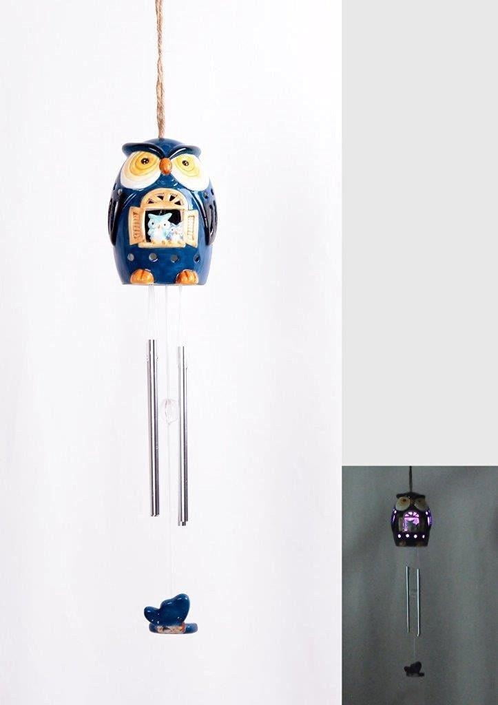 Lightahead® Solar Owl Windbell Light Solar Powered Owl Color Changing ...