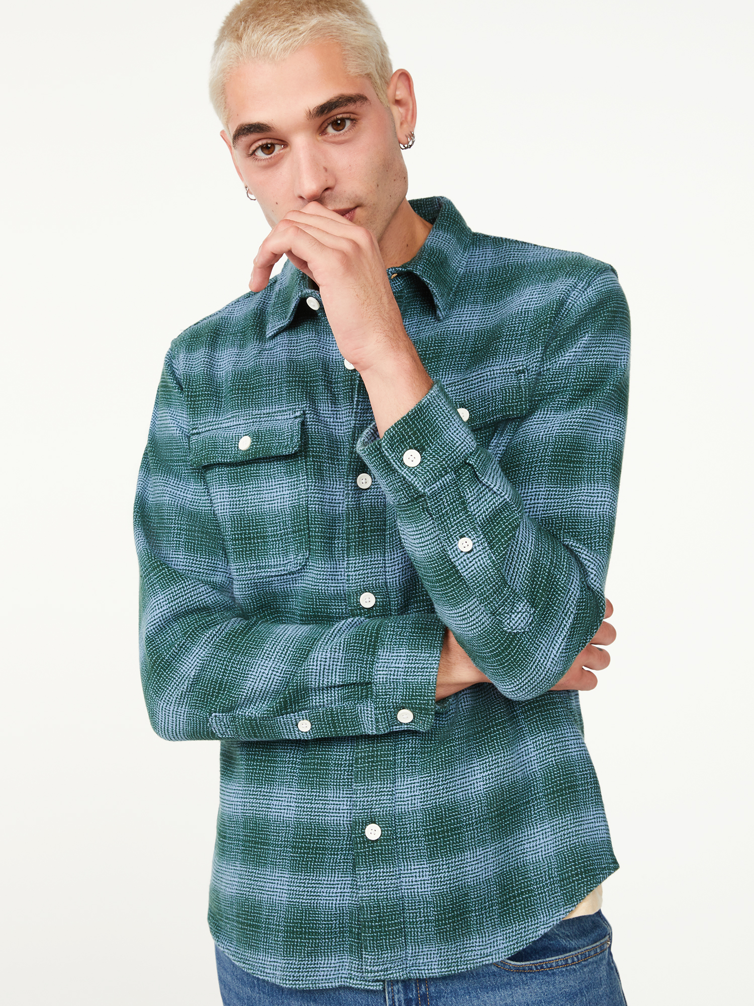 Free Assembly Men's Two-Pocket Flannel Shirt - Walmart.com