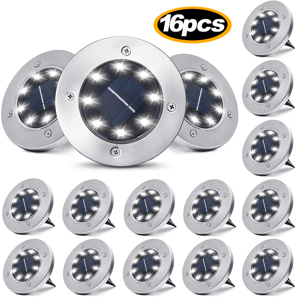 Solar Disk Lights, Solar Powered Ground Lights Outdoor Waterproof with ...
