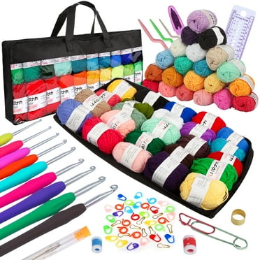 FUYGRCJ 107Pcs Crochet Kit Portable Crochet Hook Set Colorful Crochet ...