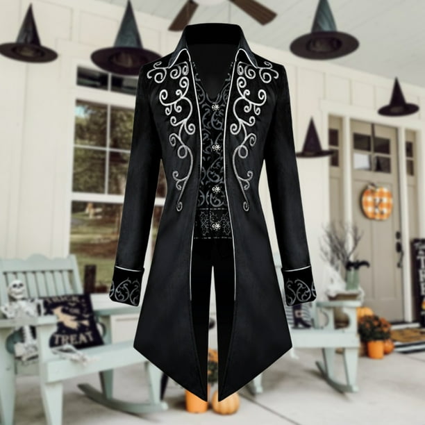 Peggybuy Men Retro Frock Coat Renaissance Swallowtail Coat Halloween ...