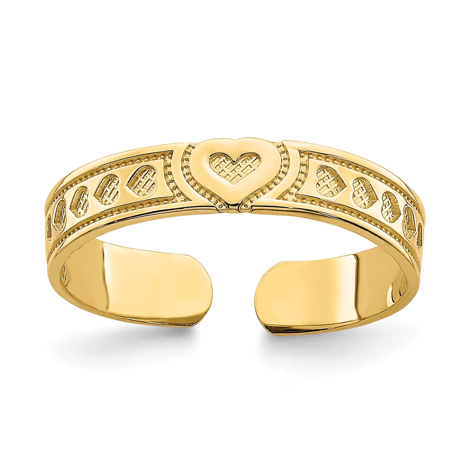 Primal Gold 14 Karat Yellow Gold Engraved Heart Design Adjustable Toe ...