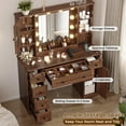 Makeup Table with Charging Station, Farmhouse Vanity Table with 6 ...
