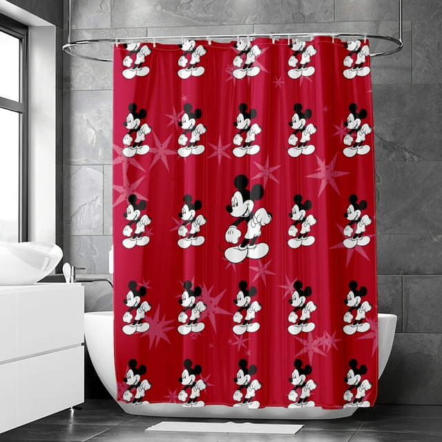 Disney Mickey And Minnie Mickey Mouse Floral Shower Curtain Waterproof
