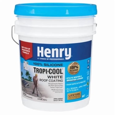 Henry Pro Grade 988 Silicone White Roof Coating, 5 Gallon Sealer ...