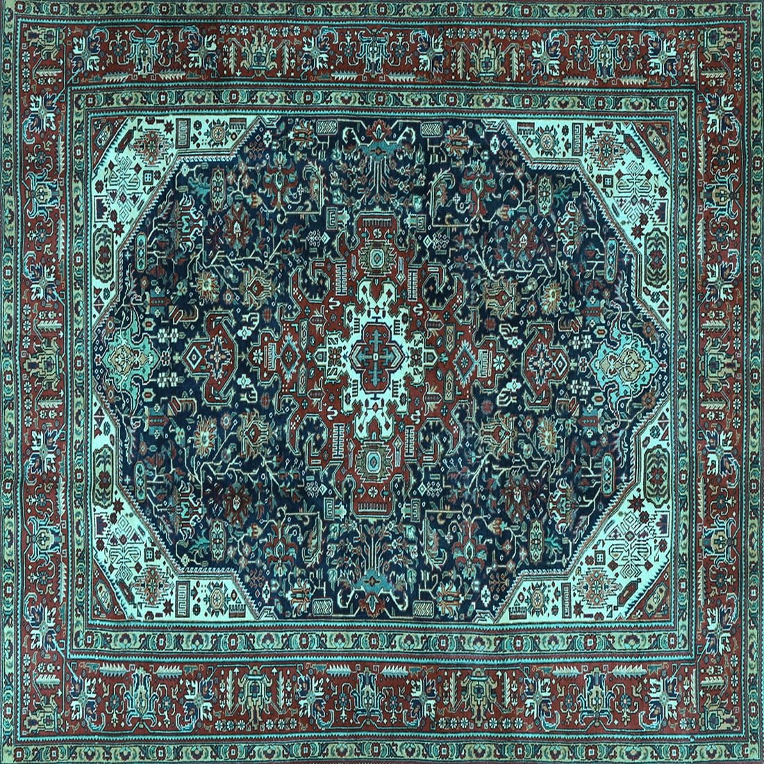 Ahgly Company Indoor Square Medallion Light Blue Traditional Area Rugs ...