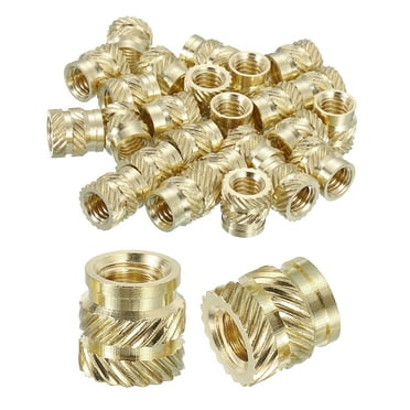 Knurled Insert Nuts, 25 Pack M6 x 7mm L x 9mm OD Brass Heat Set Insert ...