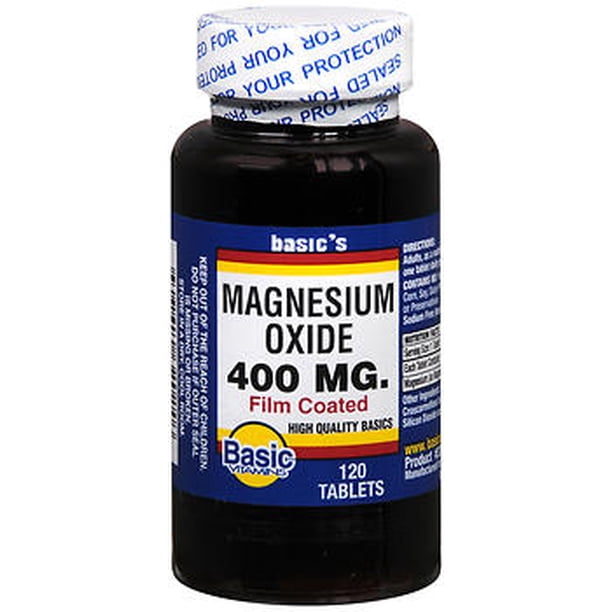 Basic Vitamins Magnesium Oxide 400 mg Tablets - 120 ct - Walmart.com
