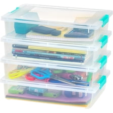 Deflecto Stackable Caddy Organizer, 3 Containers, Clear Handle, White ...