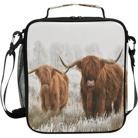 Scottish Highland Cow Lunch Bag Square Thermal Insulated Meal ...
