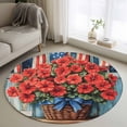 Area Rug 36in, Red Begonia Flower Retro Wood Floor Carpet Living Room ...
