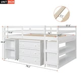 Full Size Loft Bed with Desk, Storage Cabinet, Rolling Desk, Bedroom ...