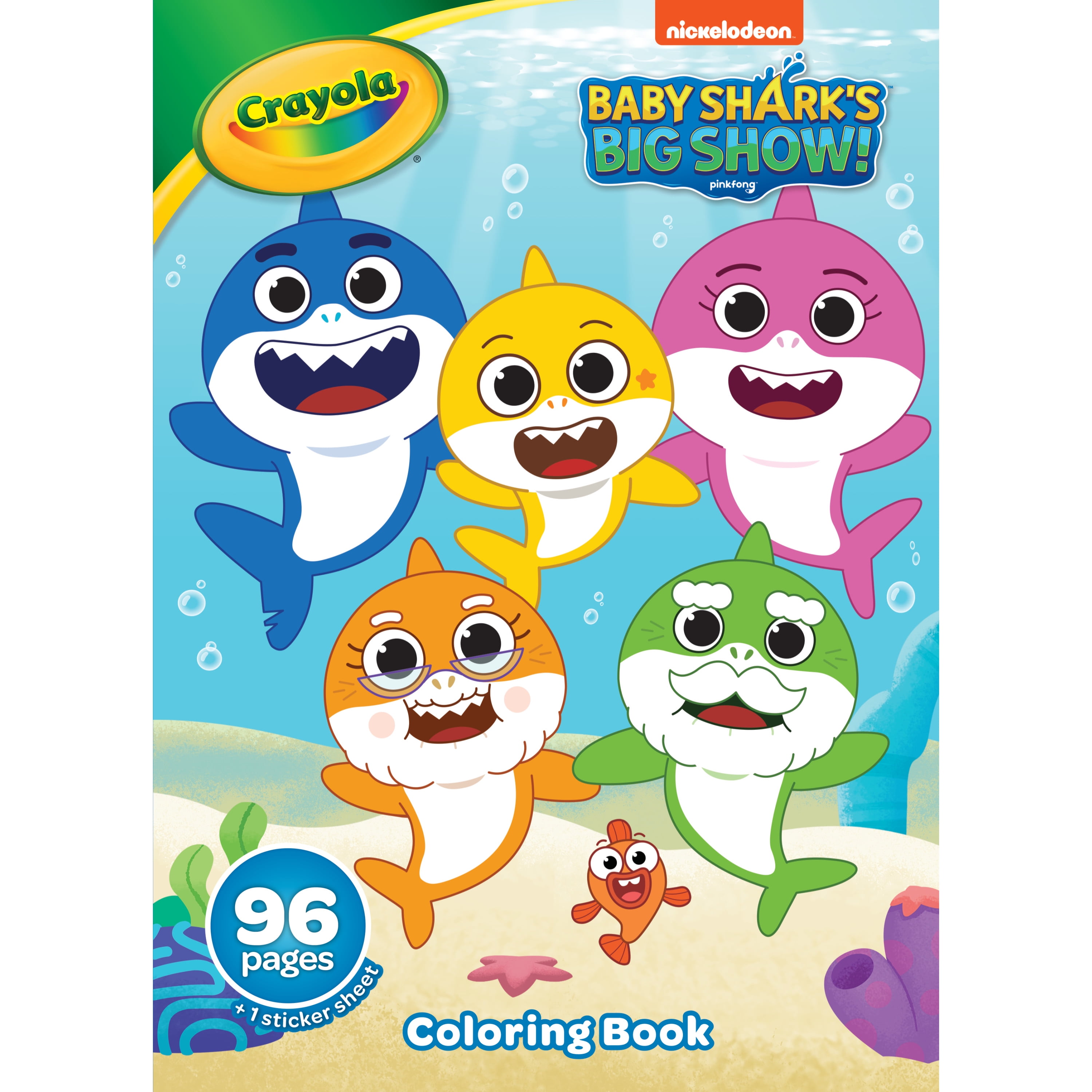 Crayola Baby Shark Coloring Book with Stickers, Gift for Kids, 96 Pages ...