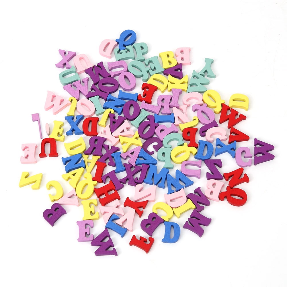 Yocowu 100pcs Colorful Alphabet Letters Wooden Blocks Craft Baby ...