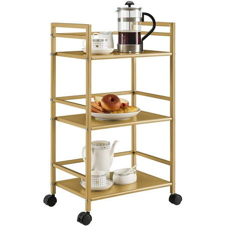 Novogratz Helix 3 Shelf Metal Rolling Utility Cart, Gold | Walmart Canada